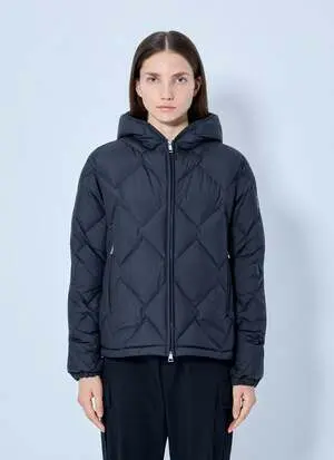Moncler Arvouin Hooded Diamond-quilted Short Down Jacket - Black