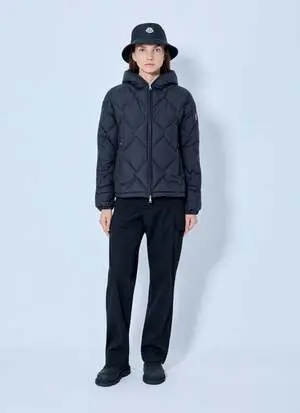 Moncler Arvouin Hooded Diamond-quilted Short Down Jacket - Black