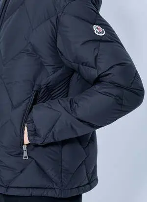 Moncler Arvouin Hooded Diamond-quilted Short Down Jacket - Black