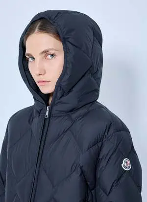 Moncler Arvouin Hooded Diamond-quilted Short Down Jacket - Black