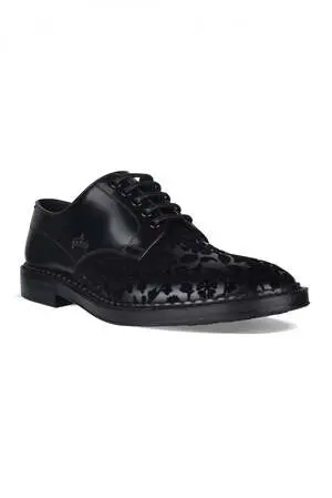 Dolce & Gabbana Baroque Velvet Motif Derby Shoes