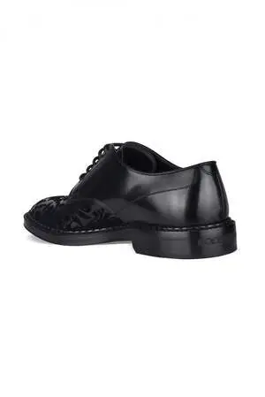 Dolce & Gabbana Baroque Velvet Motif Derby Shoes