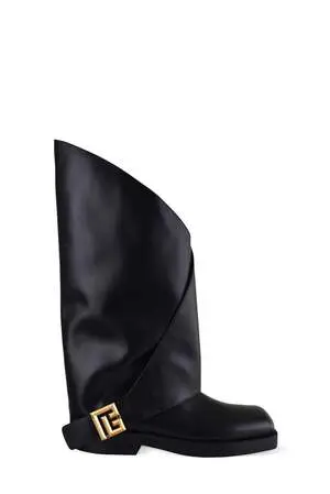 Balmain Twist Flat Boots - Black