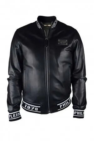 Philipp Plein Leather Bomber Jacket