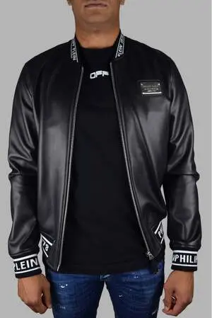 Philipp Plein Leather Bomber Jacket