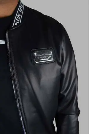 Philipp Plein Leather Bomber Jacket