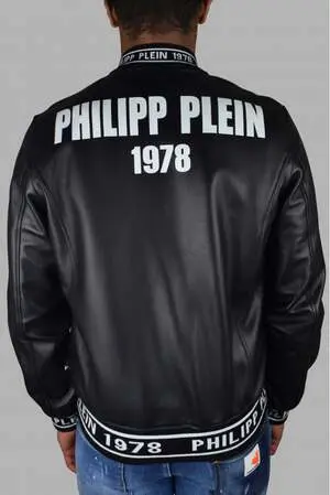 Philipp Plein Leather Bomber Jacket