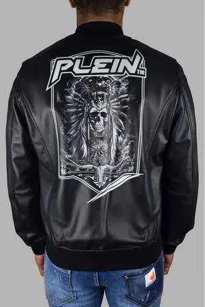 Philipp Plein Leather Bomber Jacket