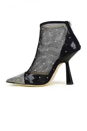 JIMMY CHOO Kix 100 Crystal Embellished Mesh Ankle Boots