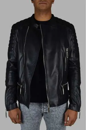 Philipp Plein Leather Biker Jacket