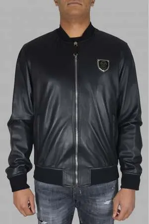 Philipp Plein Leather Bomber Jacket