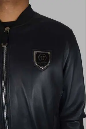 Philipp Plein Leather Bomber Jacket