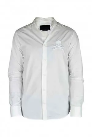 Philipp Plein Diamond Cut Ls Skull Shirt - White