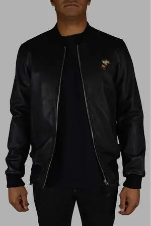 Philipp Plein Leather Bomber Jacket