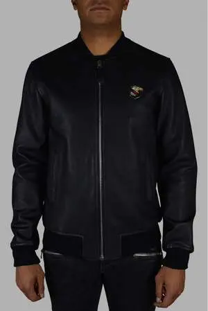 Philipp Plein Leather Bomber Jacket