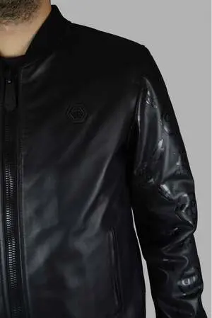 Philipp Plein Leather Bomber Jacket
