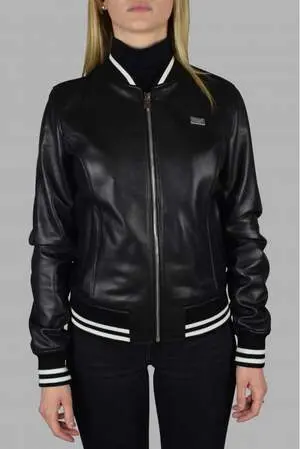 Philipp Plein Leather Bomber Jacket