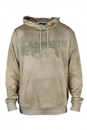 Balmain Logo Print Cotton Hoodie - Cream