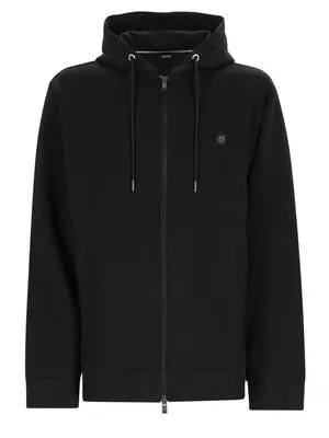 BOSS Felpa Con Zip E Cappuccio - Black