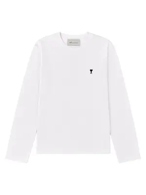 AMI Paris T-shirt A Manica Lunga Con Logo - White