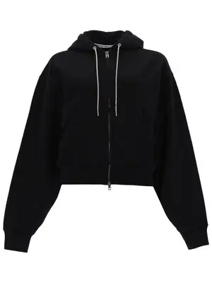 Alexander Wang Logo Drawstring Zip Up Hoodie
