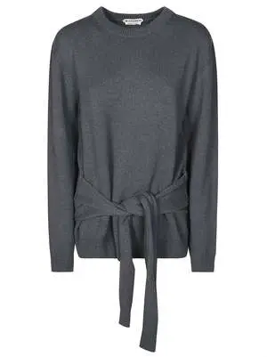 JW Anderson Wool-cotton Waist Tie Jumper - Grigio