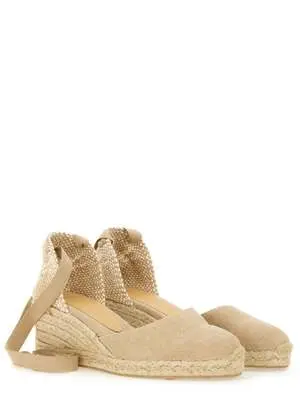 CastaÑer Ankle-tie Espadrille Wedge Sandals - Beige