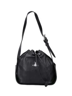 VIVIENNE WESTWOOD Leather Drawstring Bucket Shoulder Bag