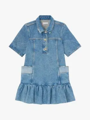 GANNI Classic Collar Button-front Mini Dress