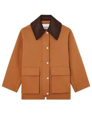 GANNI GANNI Contrast-Collar Button-Front Jacket Marrone