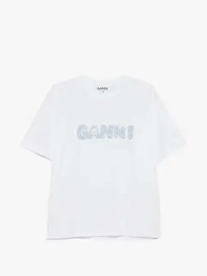 GANNI GANNI Embroidered Logo T-Shirt Bianco