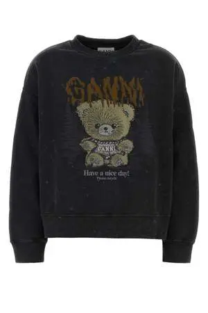 GANNI Graphed Oversize Organic Cotton Sweatshirt - Grey