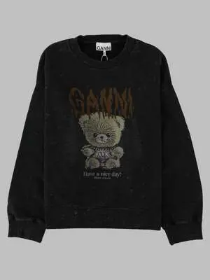 GANNI Organic Cotton Graphic Sweatshirt - Black
