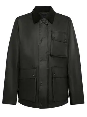 Belstaff Waxed Cotton Utility Jacket With Corduroy Collar - Nero