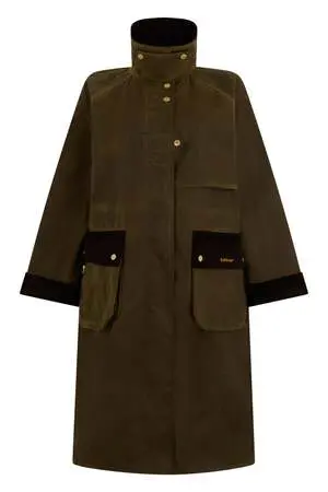 Barbour Longline Jacket With Wide Sleeves And High Collar