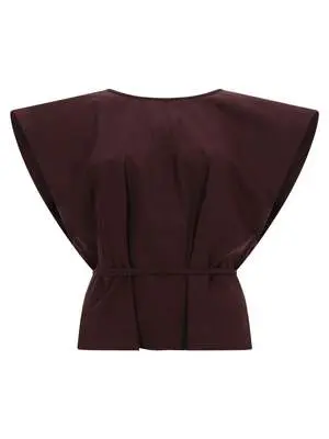 ALYSI Structured Cap Sleeve Belted Top