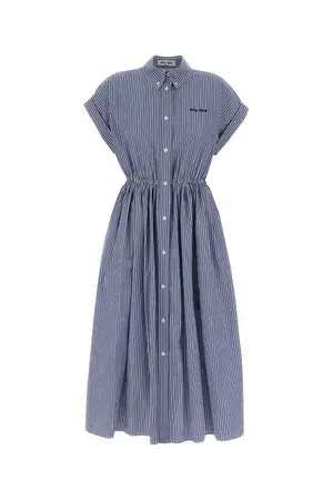 Miu Miu Embroidered Poplin Mini Shirt Dress
