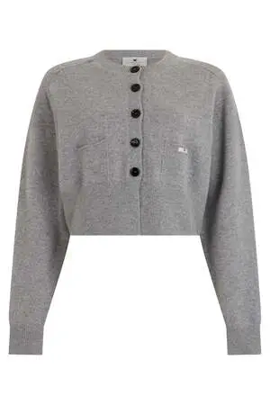 Elisabetta Franchi Cropped Button-front Sweater With Long Sleeves - Grey