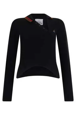 VIVIENNE WESTWOOD Asymmetric Neckline Cotton Polo Sweater