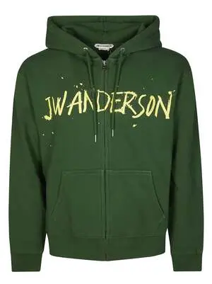 JW Anderson Zip-up Cotton Sweatshirt - Verde