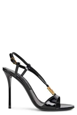 Dolce & Gabbana Leather High-heeled Sandal With Golden Buckle