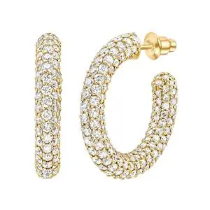 NAZZAR Pave C Hoop Earrings - Gold