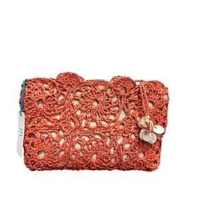 PERLAVERA Raffia Summer Handcrafted Clutch - Orange