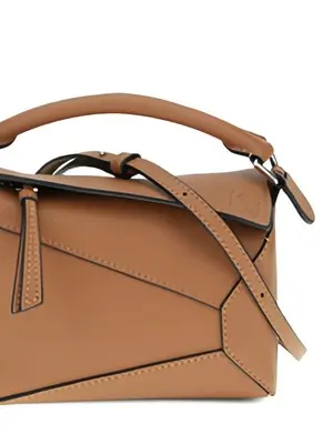 Loewe Puzzle Edge Mini Leather Handbag - Brown