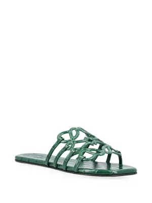 Loewe Petal Anagram Leather Sandals - Green