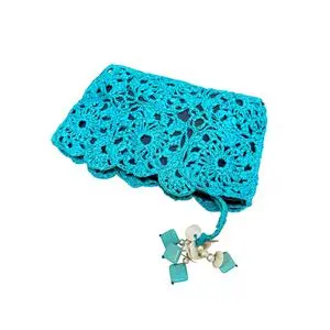 PERLAVERA Raffia Summer Turquoise Handcrafted Clutch - Blue