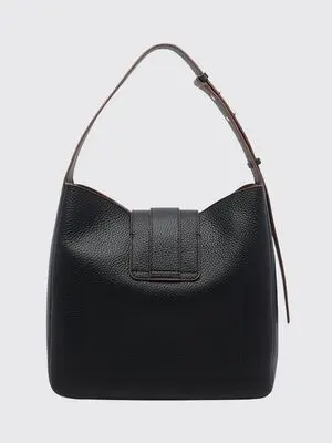 Hogan Grained Leather Hobo Shoulder Bag - Black