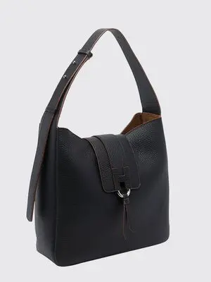 Hogan Grained Leather Hobo Shoulder Bag - Black
