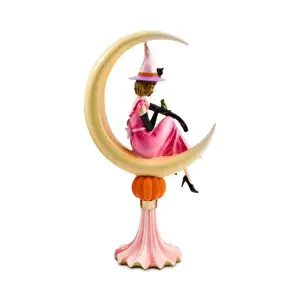 MACKENZIE-CHILDS Glam 'o' Ween Witch On Moon Figurine