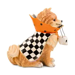 MACKENZIE-CHILDS Trick Or Treat Pomeranian Dog Figurine